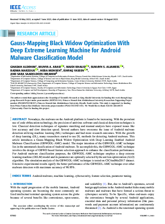 (PDF) Gauss-Mapping Black Widow Optimization With Deep Extreme Learning Machine for Android ...