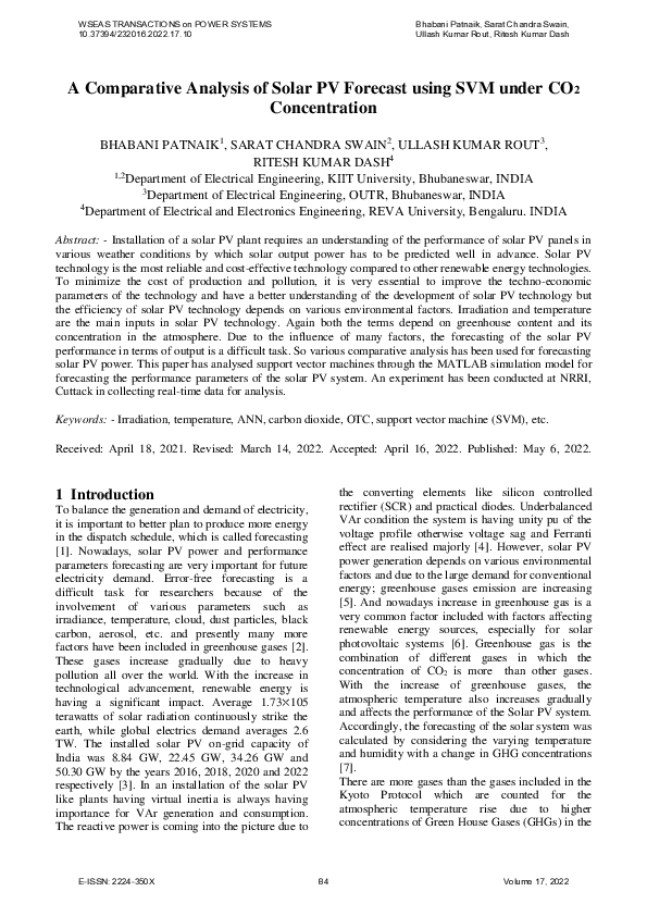(PDF) A Comparative Analysis of Solar PV Forecast using SVM under CO2 ...