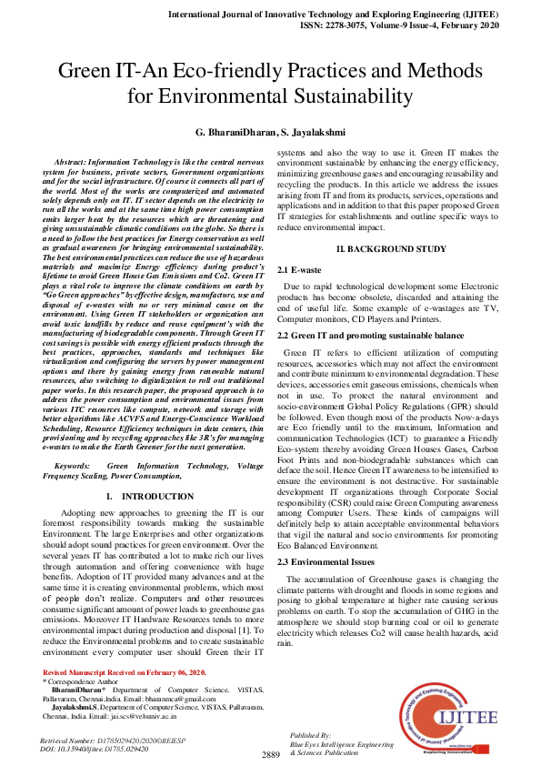 (PDF) Green IT- An Eco-Friendly Practices and approaches for sustainable Environment.