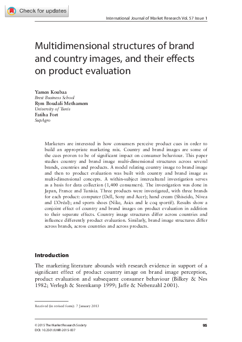 (PDF) Multidimensional Structures of Brand and Country Images, and Their Effects on Product ...
