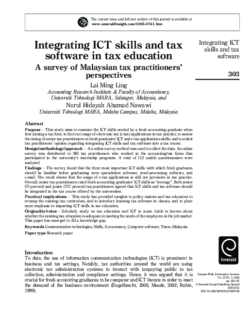 (PDF) Integrating ICT skills and tax software in tax education