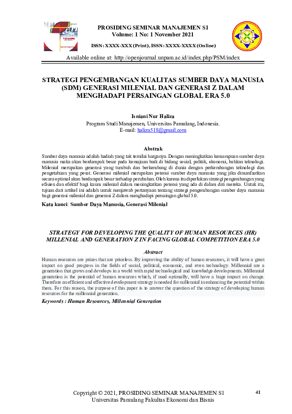 (PDF) Strategi Pengembangan Kualitas Sumber Daya Manusia (SDM) Generasi ...