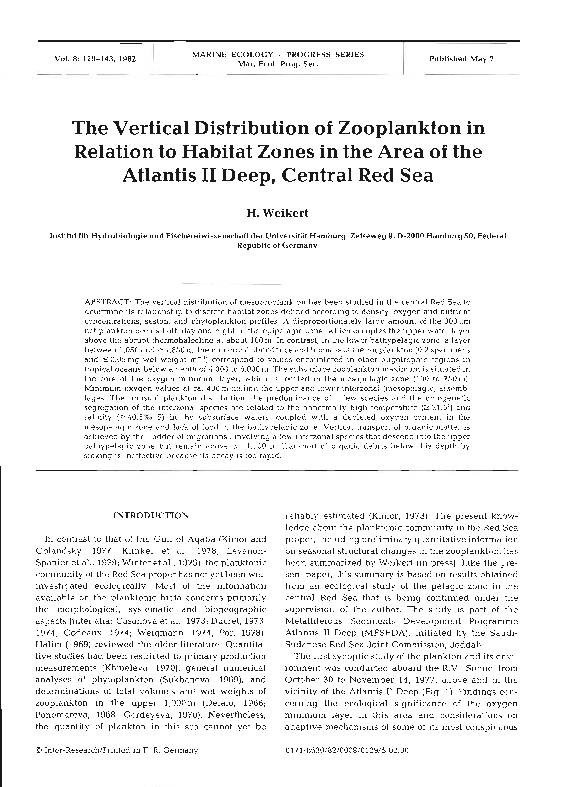 (PDF) The Vertical Distribution of Zooplankton in Relation to Habitat ...
