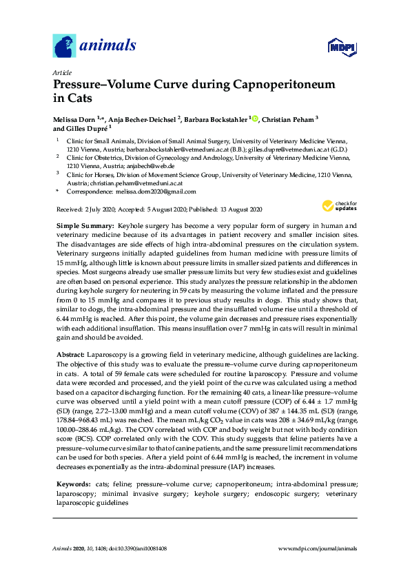 (PDF) Pressure–Volume Curve during Capnoperitoneum in Cats