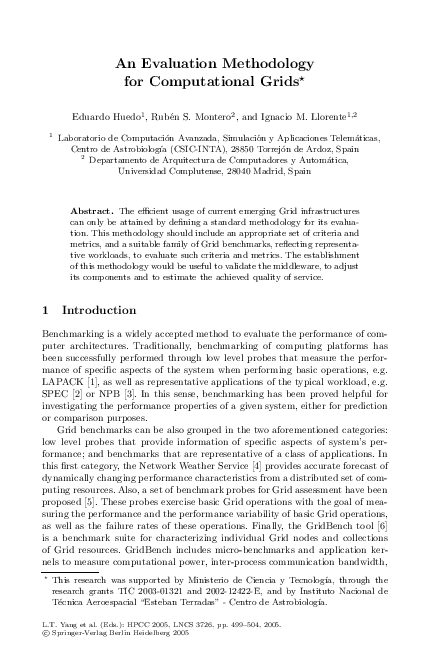 (PDF) An Evaluation Methodology for Computational Grids | Ruben Santiago Montero - Academia.edu