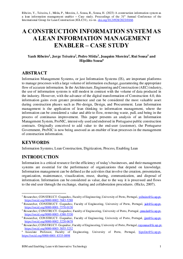 (PDF) A Construction Information System as a Lean Information Management Enabler – Case Study