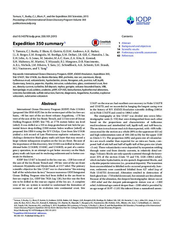 (PDF) Expedition 350 summary