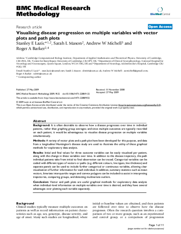 (PDF) Visualising disease progression on multiple variables with vector plots and path plots ...