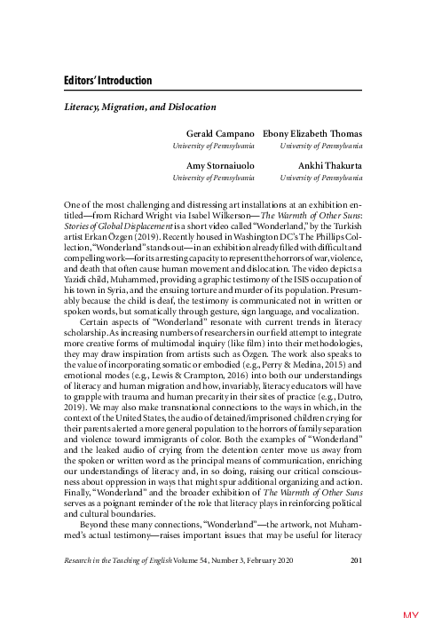 (PDF) Editors’ Introduction: Literacy, Migration, and Dislocation