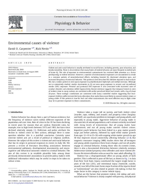 (PDF) Environmental causes of violence