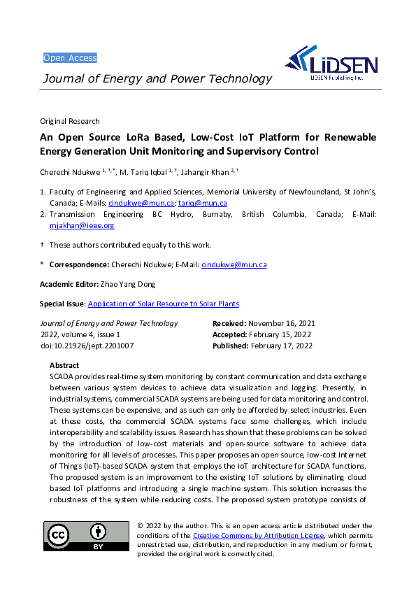 Pdf An Open Source Lora Based Low Cost Iot Platform For Renewable