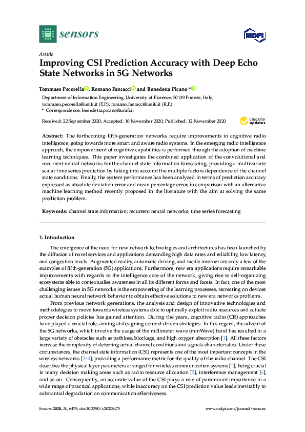 Pdf Improving Csi Prediction Accuracy With Deep Echo State Networks