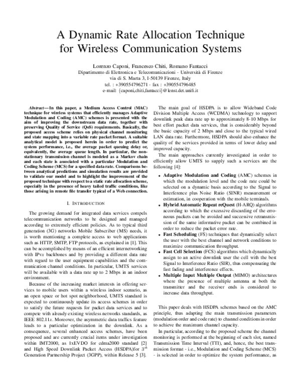 (PDF) A dynamic rate allocation technique for wireless communication systems