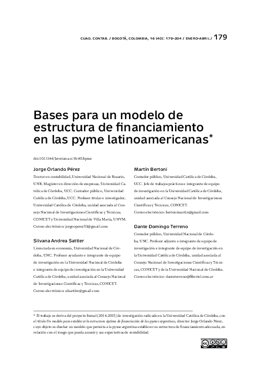 (PDF) Bases para un modelo de estructura de financiamiento en las pyme ...