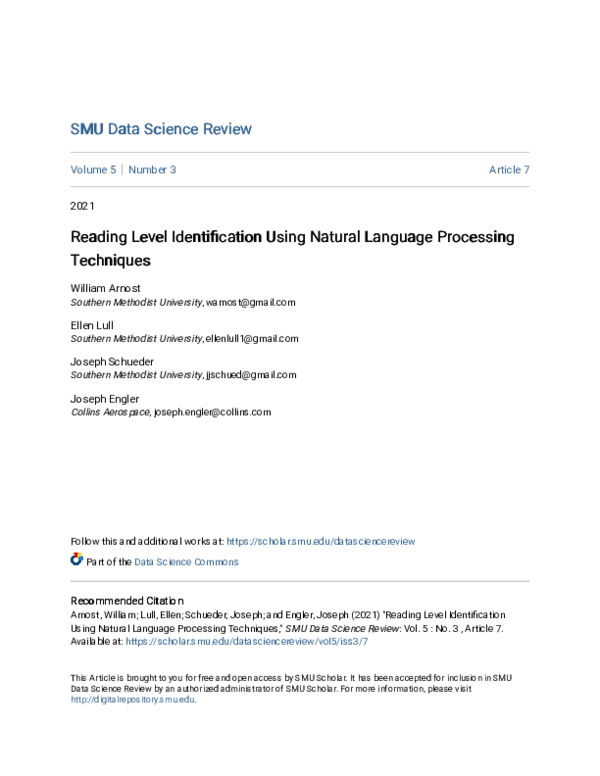 (PDF) Reading Level Identification Using Natural Language Processing ...