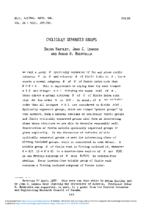 (PDF) Cyclically separated groups | AH Rhemtulla - Academia.edu