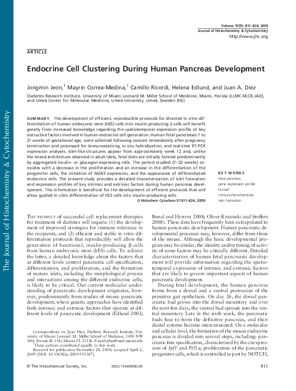 (PDF) Endocrine Cell Clustering During Human Pancreas Development ...