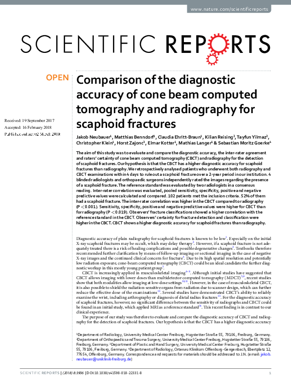Pdf Comparison Of The Diagnostic Accuracy Of Cone Beam Computed Tomography And Radiography For
