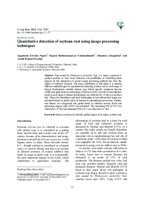 (PDF) Quantitative detection of soybean rust using image processing ...