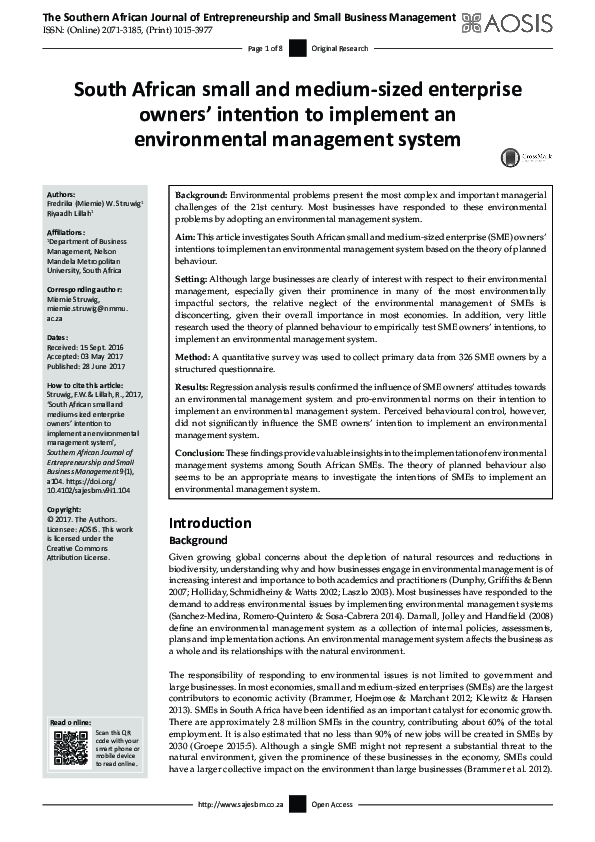 (PDF) South African small and medium-sized enterprises' reluctance to adopt and use cloud-based ...