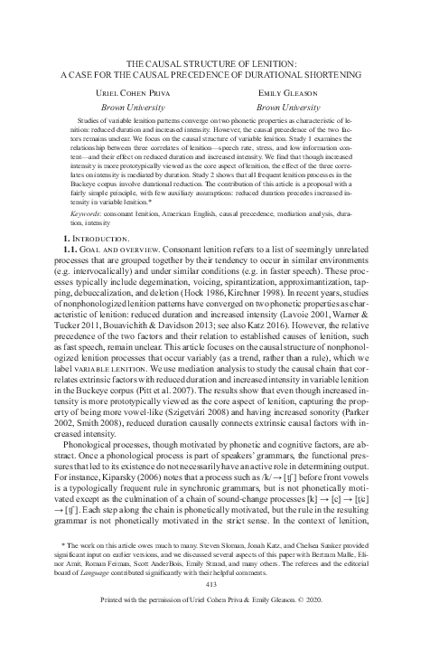 (PDF) The causal structure of lenition: A case for the causal ...