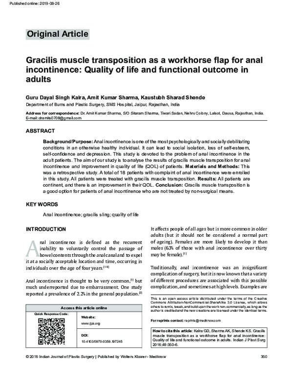 (PDF) Gracilis muscle transposition as a workhorse flap for anal ...