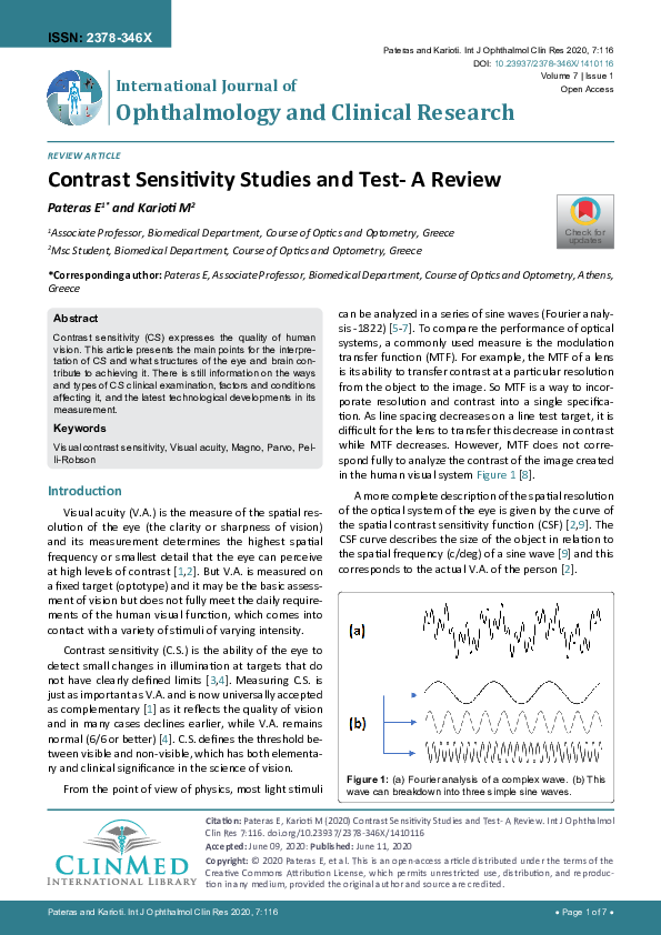 (PDF) Contrast Sensitivity Studies and Test- A Review
