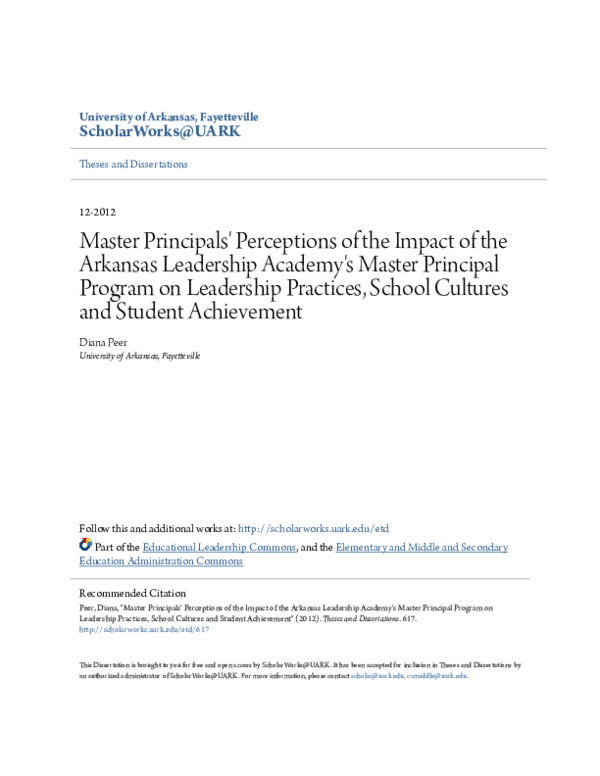 (PDF) Master principals' perceptions of the impact of the Arkansas ...