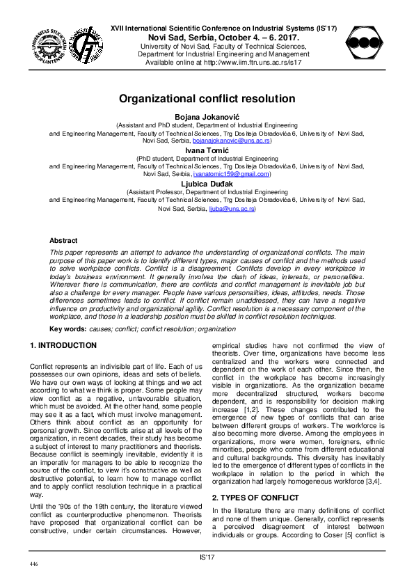 (PDF) Organizational conflict resolution
