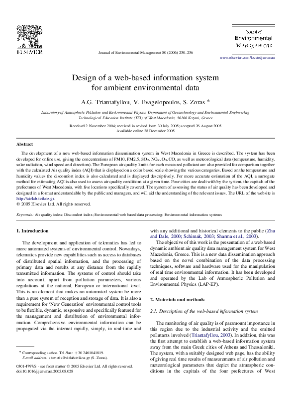 (PDF) Design of a web-based information system for ambient environmental data