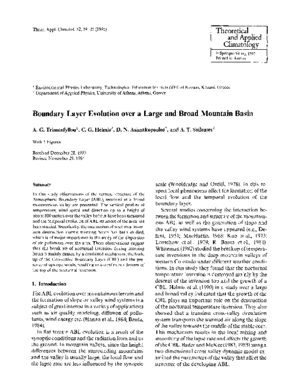 (PDF) Boundary layer evolution over a large and broad mountain basin