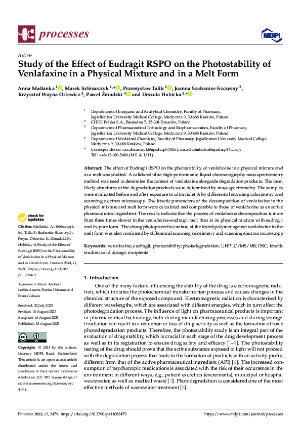 (PDF) Study of the Effect of Eudragit RSPO on the Photostability of ...
