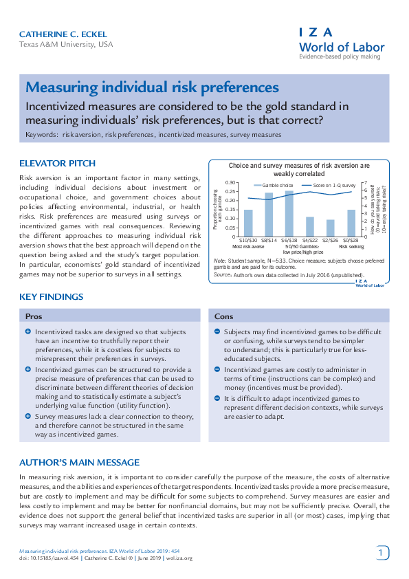 (PDF) Measuring individual risk preferences