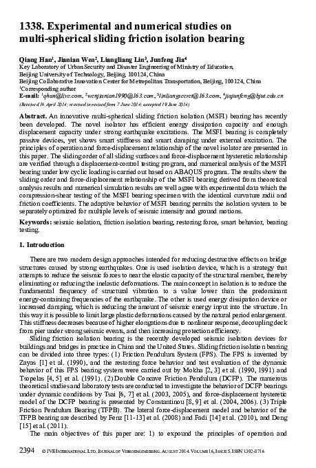 (PDF) Experimental and numerical studies on multi-spherical sliding ...