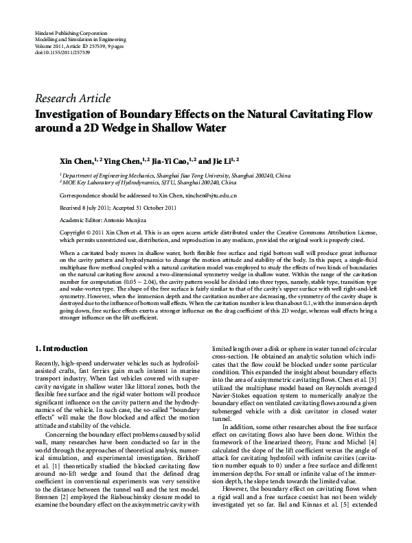 (PDF) Investigation of Boundary Effects on the Natural Cavitating Flow ...