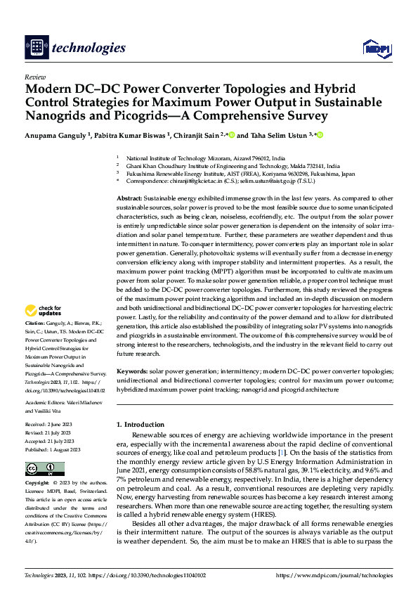 (PDF) Modern DC–DC Power Converter Topologies and Hybrid Control Strategies for Maximum Power ...