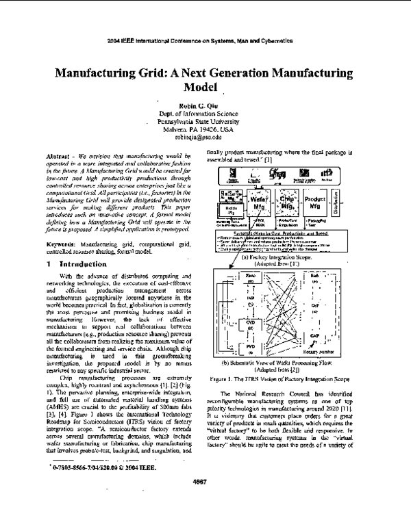 (PDF) Manufacturing grid: a next generation manufacturing model