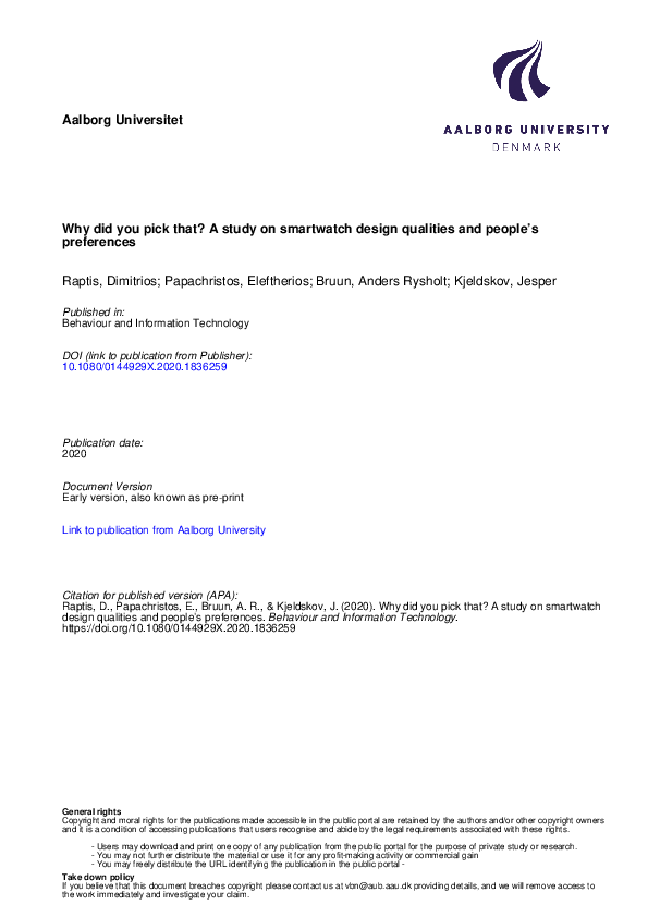 (PDF) Why did you pick that? A study on smartwatch design qualities and ...