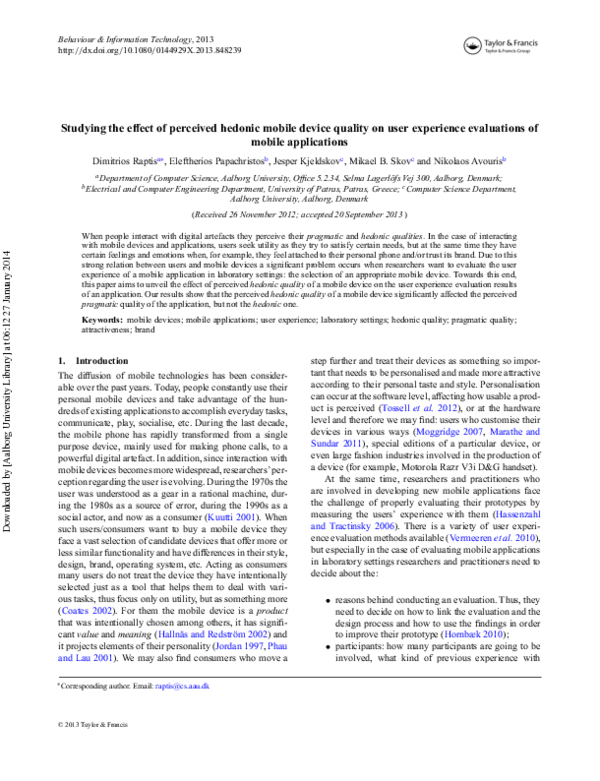 (PDF) Studying the effect of perceived hedonic mobile device quality on user experience ...