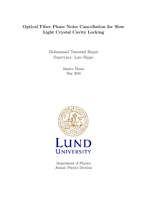 (PDF) Optical Fiber Phase Noise Cancellation for Slow Light Crystal ...
