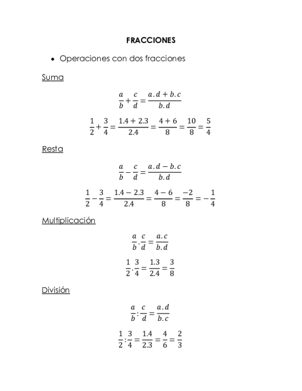 (PDF) Operaciones con fracciones