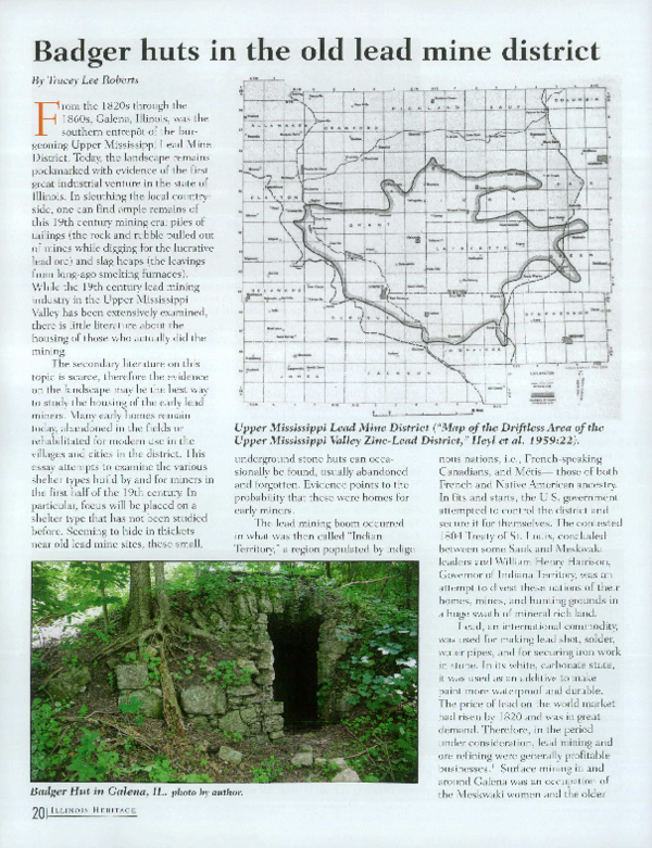 (PDF) Badger Huts in the Old Lead Mine District