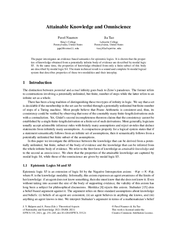 (PDF) Attainable Knowledge and Omniscience