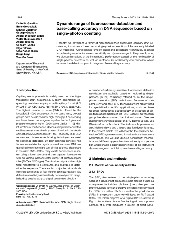 (PDF) Dynamic range of fluorescence detection and base‐calling accuracy ...