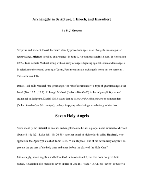 (PDF) Archangels in Scripture, 1 Enoch, and Elsewhere