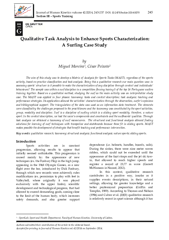(PDF) Qualitative Task Analysis to Enhance Sports Characterization: A ...