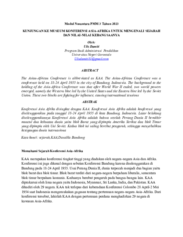(DOC) Modul Nusantara PMM 3 Tahun 2023 KUNJUNGAN KE MUSEUM KONFERENSI ...
