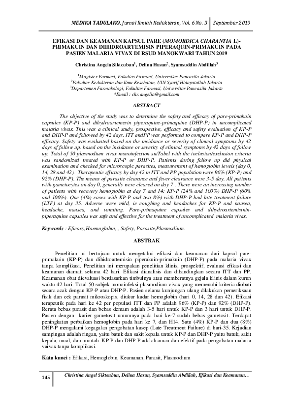 (PDF) Efikasi Dan Keamanan Kapsul Pare (Momordica Charantia L ...