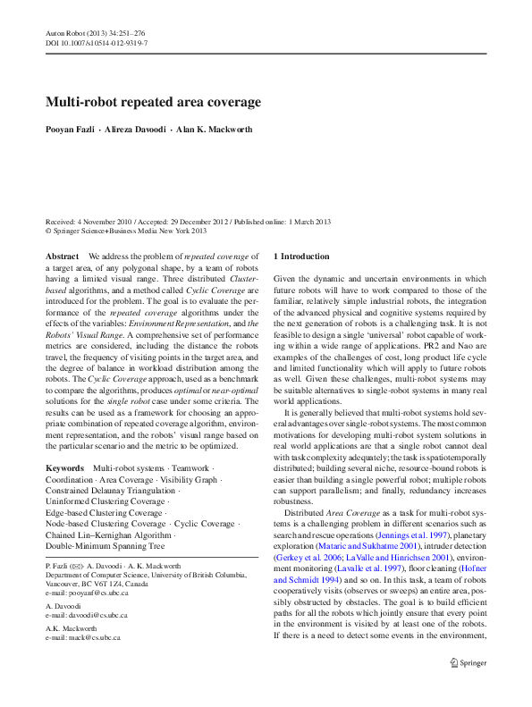 (PDF) Multi-robot repeated area coverage