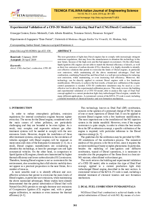(PDF) 3D-CFD Simulation of Diesel and Dual Fuel Engine Combustion